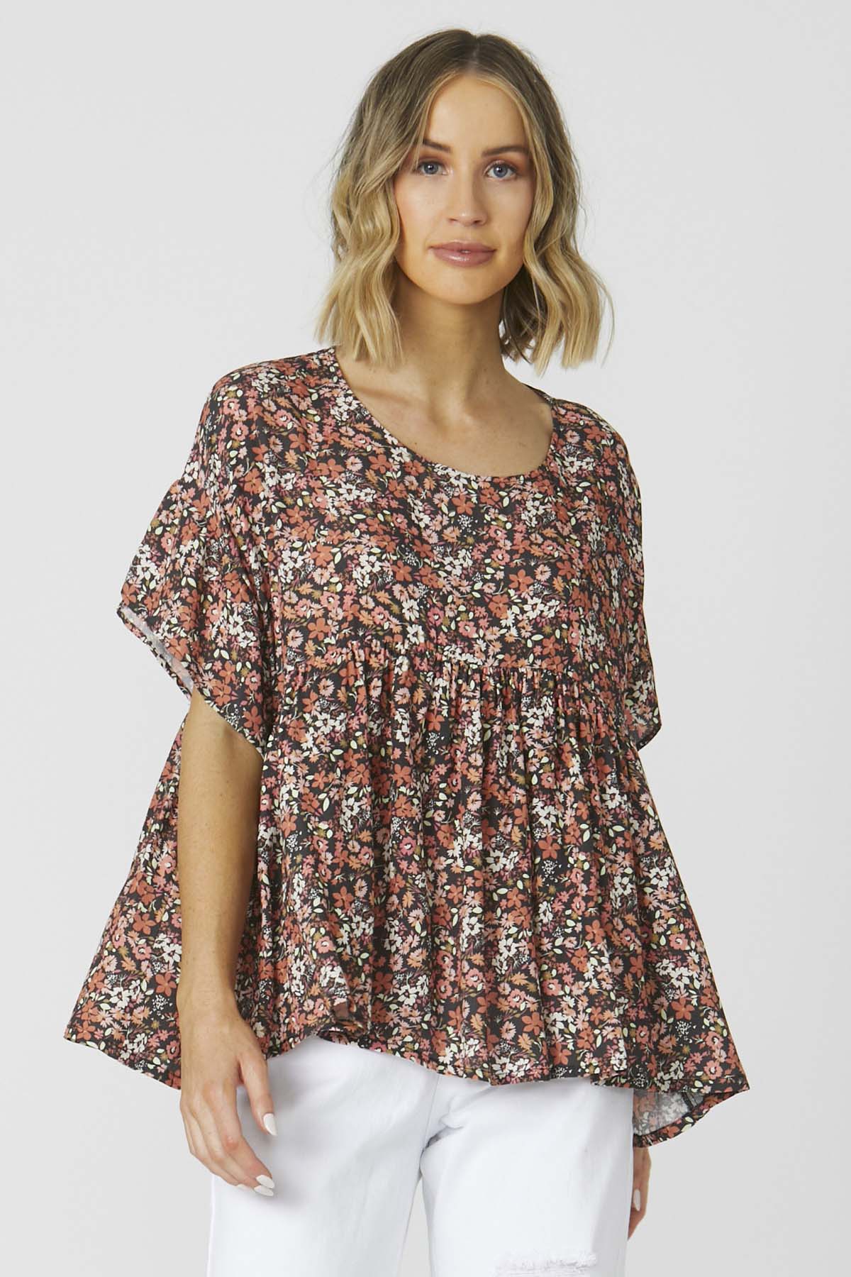 Sass Meredith Top in Choc Ditsy – Hey Sara