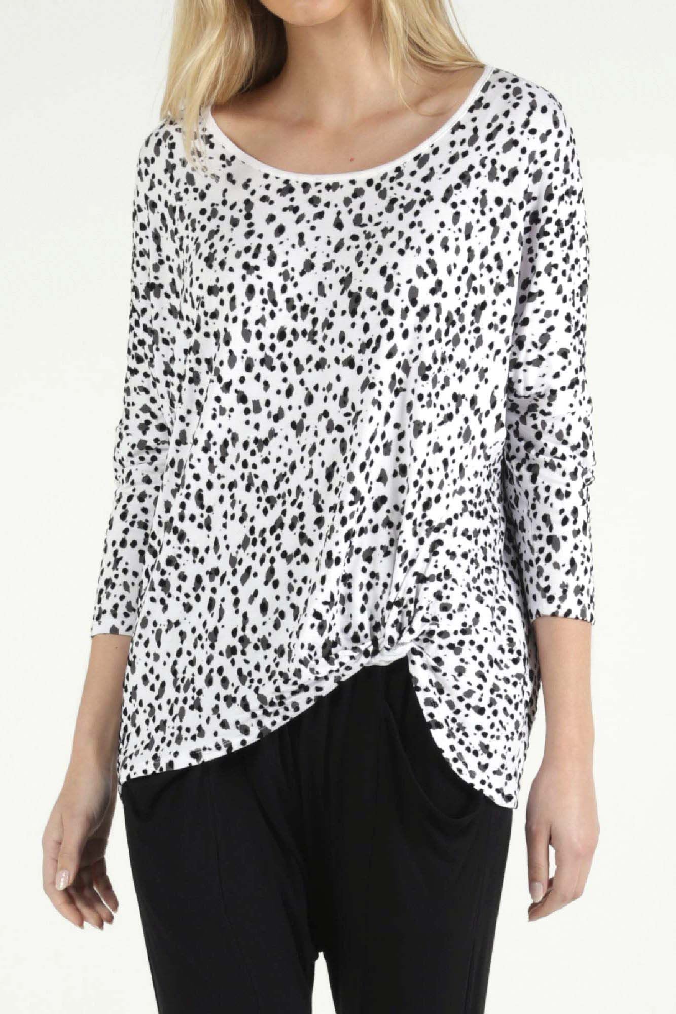 Betty Basics Atlanta 3/4 Sleeve Top in Dalmation Print – Hey Sara