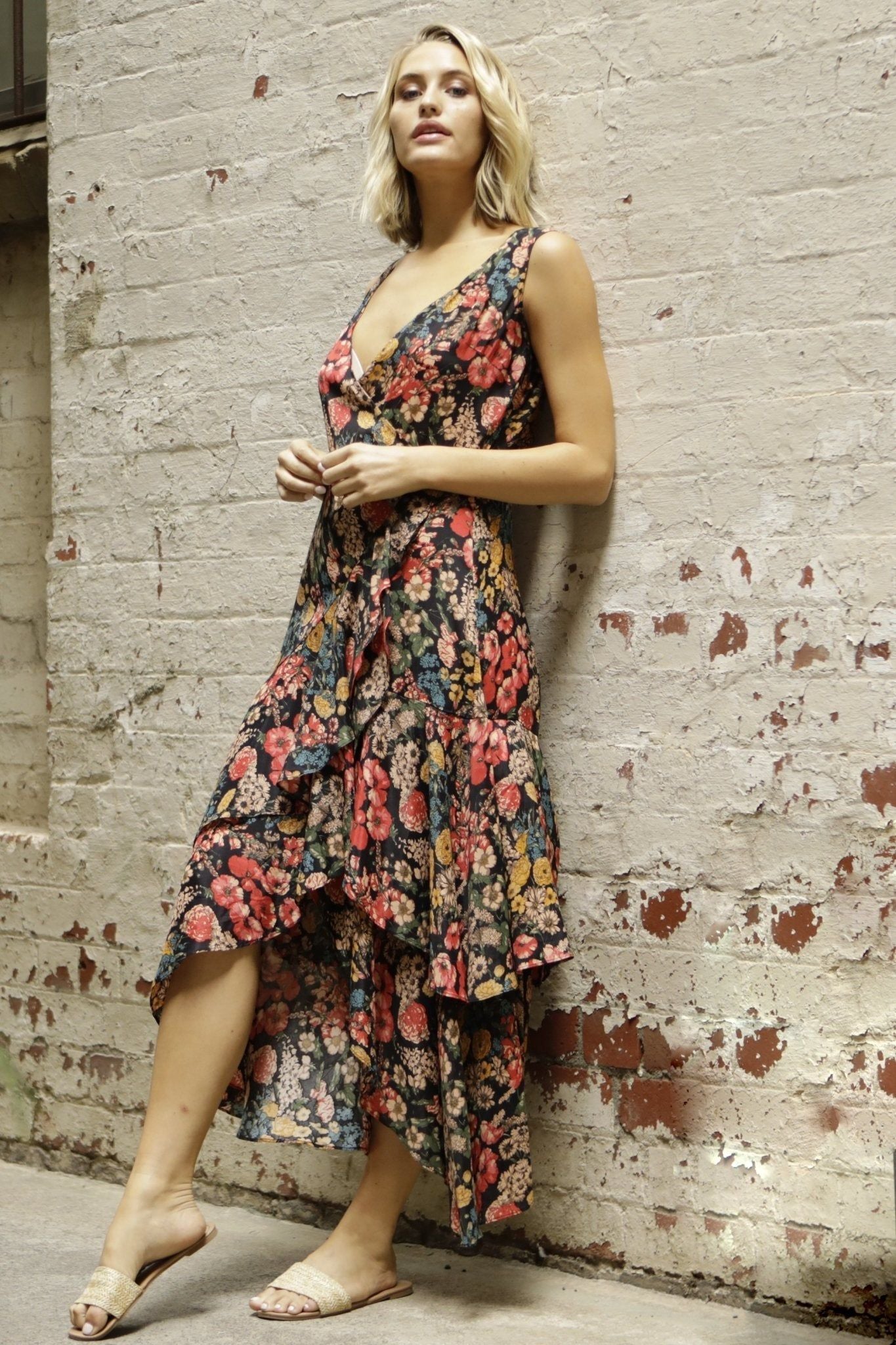 Fate Becker Million Reasons Ruffles Wrap Dress in Print – Hey Sara