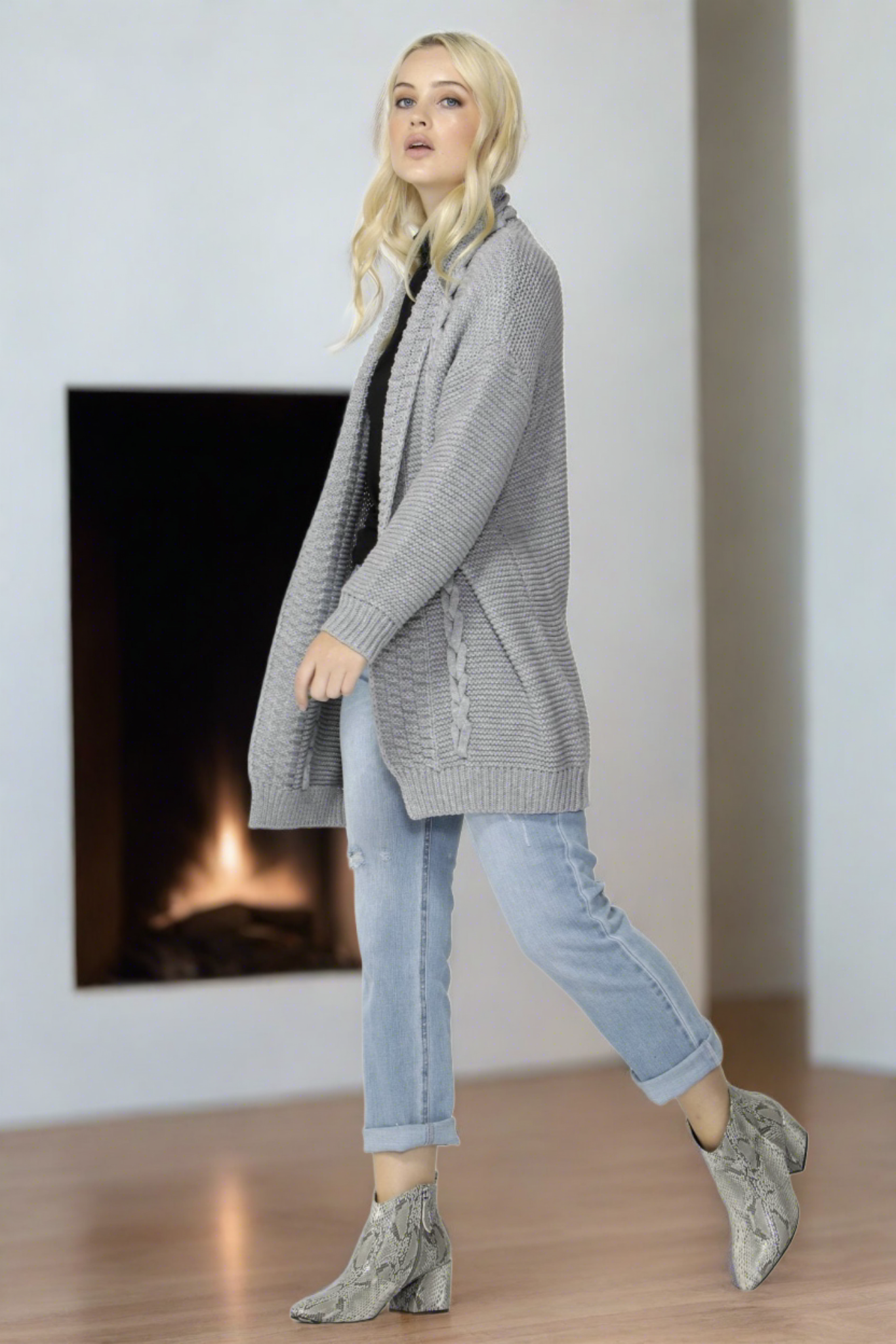 Lady Lux Cable Cardigan in Grey | SASS | Hey Sara